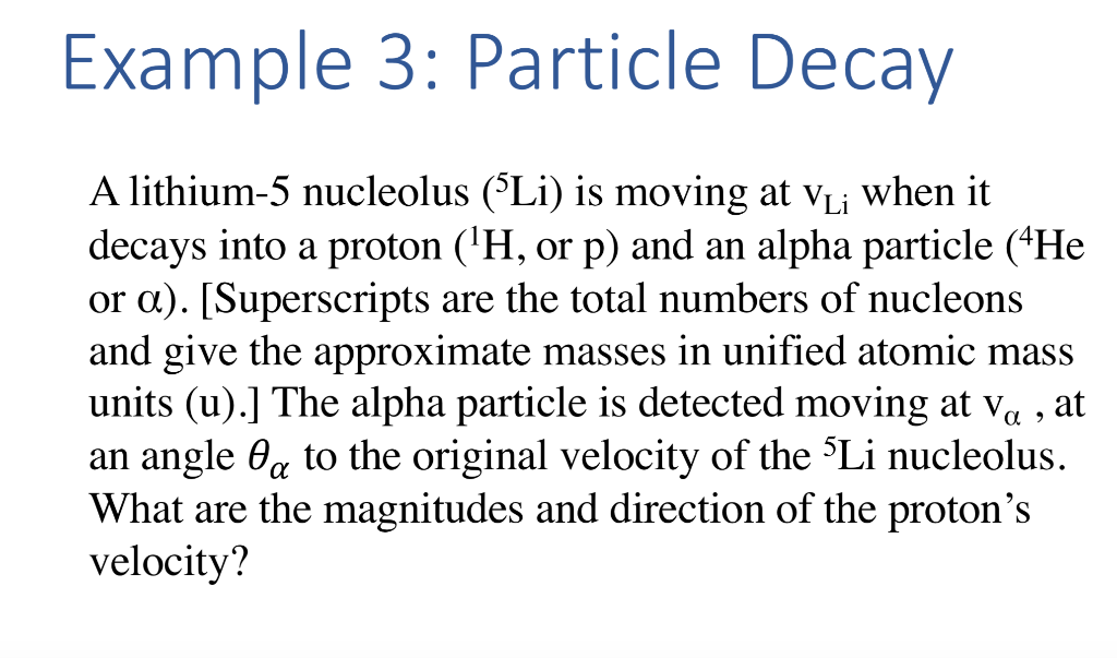 Solved Example 3: Particle Decay A lithium-5 nucleolus (*Li) | Chegg.com