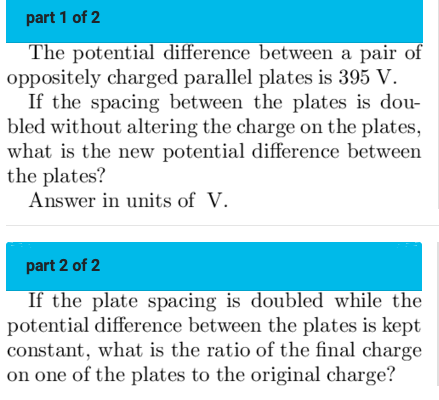 Solved part 1 of 2 The potential difference between a pair | Chegg.com