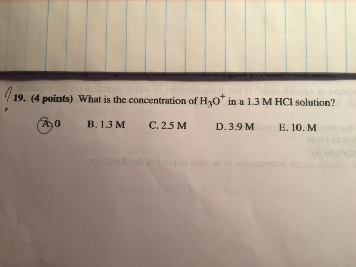 Solved 19. (4 points) What is the concentration of H30 in a | Chegg.com