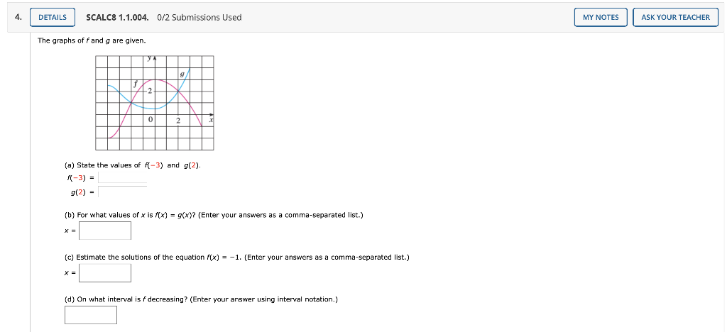Solved 4. DETAILS SCALC8 1.1.004. 0/2 Submissions Used MY | Chegg.com