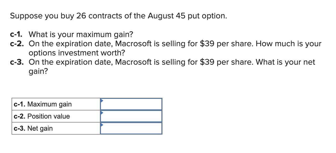 Solved Use the option quote information shown here to answer | Chegg.com