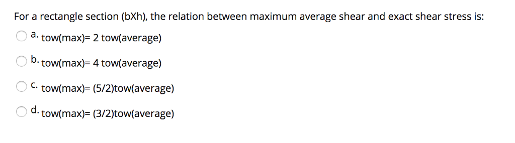 Solved For a rectangle section (bXh), the relation between | Chegg.com