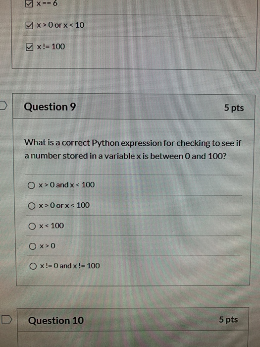 Solved X 100 Question 9 5 Pts What Is A Correct Python 4946