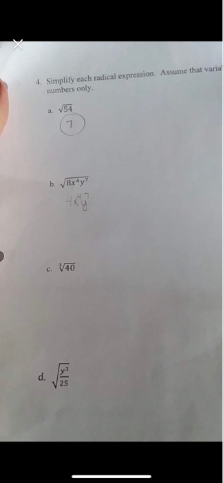 Solved 4. Simplify each radical expression. Assume that | Chegg.com
