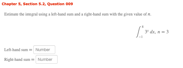Solved Chapter 5, Section 5.2, Question 009 Estimate the | Chegg.com