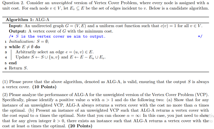 Solved Question 2. ﻿Consider an unweighted version of Vertex | Chegg.com