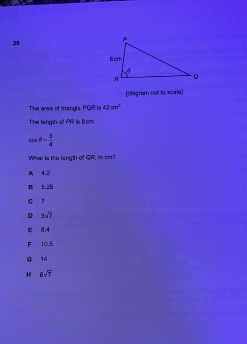 Solved [diagram not to scale] The area of triangle PQR is 42 | Chegg.com