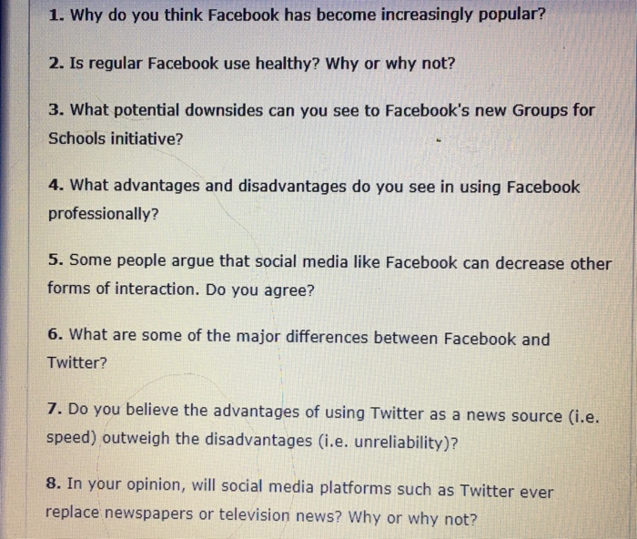 Solved 1. Why do you think Facebook has become increasingly | Chegg.com