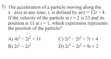 Solved The acceleration of a particle moving along thex | Chegg.com