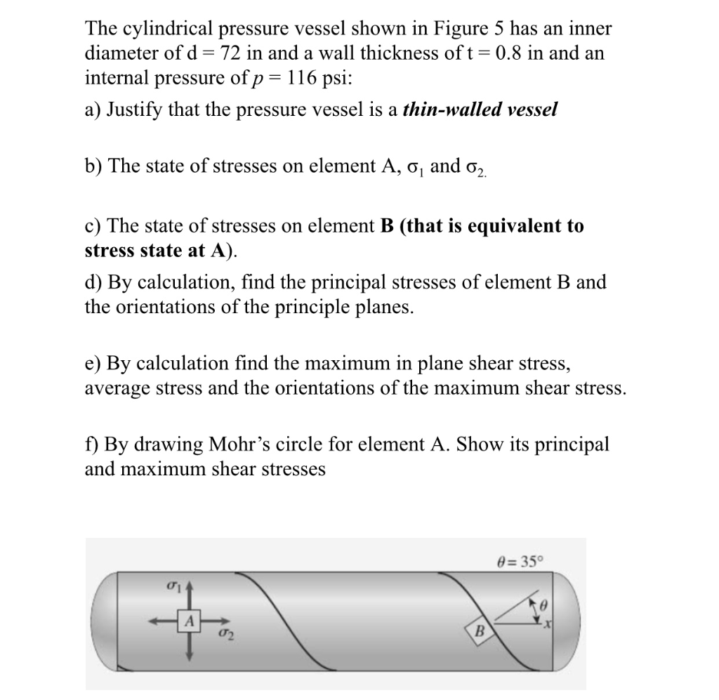 Solved The cylindrical pressure vessel shown in Figure 5 has | Chegg.com