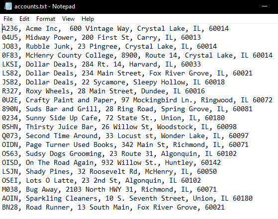 Solved PYTHON Accounts.txt copyable text below: A236, Acme | Chegg.com