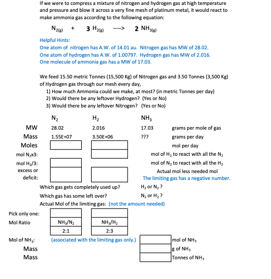 Solved 3 H268) 2 NH3g) If we were to compress a mixture of | Chegg.com
