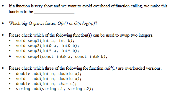 Solved If a function is very short and we want to avoid | Chegg.com