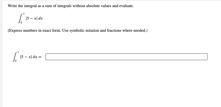 Solved cWrite the integral as a sum of integrals without | Chegg.com