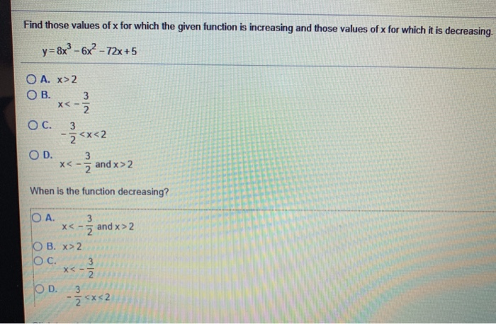 Solved Find those values of x for which the given function | Chegg.com