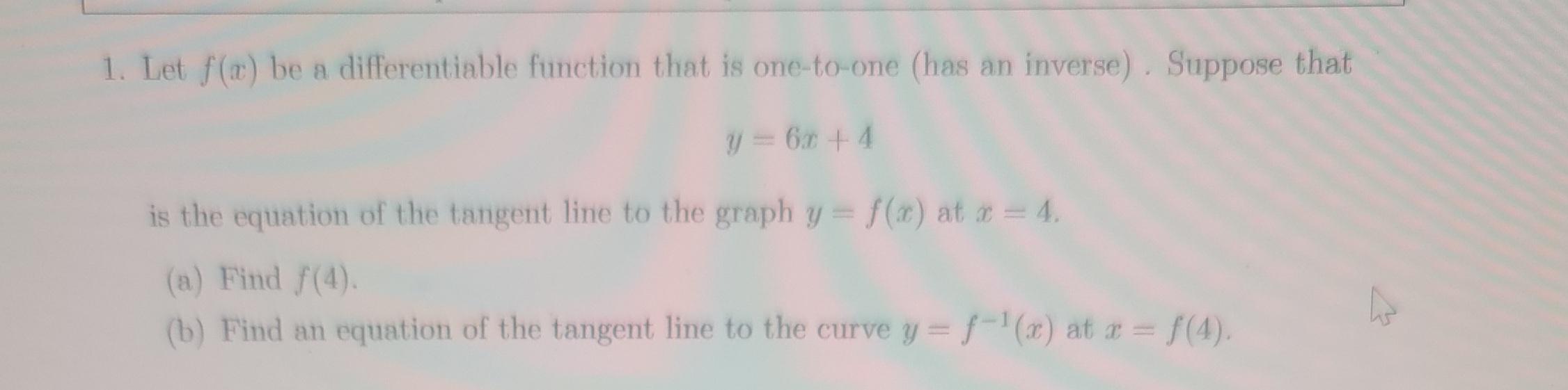 Solved 1. Let f(x) be a differentiable function that is | Chegg.com