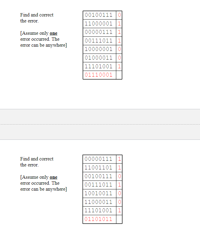 Solved [Assume only one error occurred. The error can be | Chegg.com