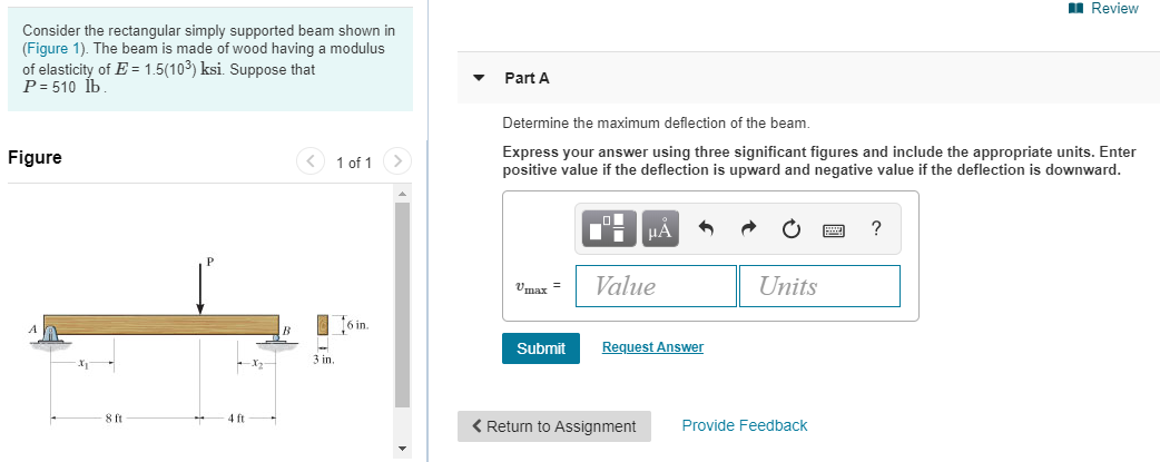 Solved Review Consider the rectangular simply supported beam | Chegg.com