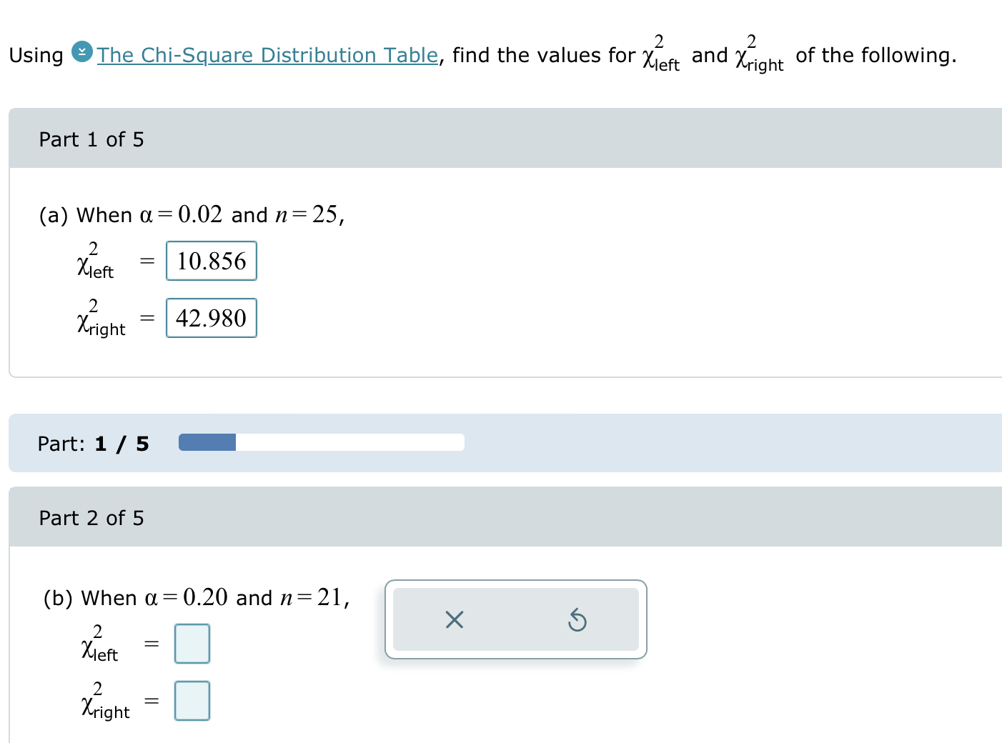 Solved Jsing ≅ The Chi-Square Distribution Table, find the | Chegg.com