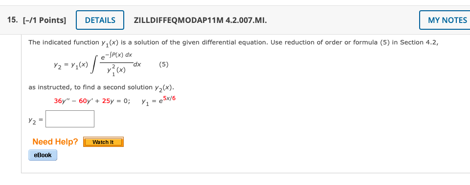 Solved 15. [-/1 Points] DETAILS ZILLDIFFEQMODAP11M | Chegg.com