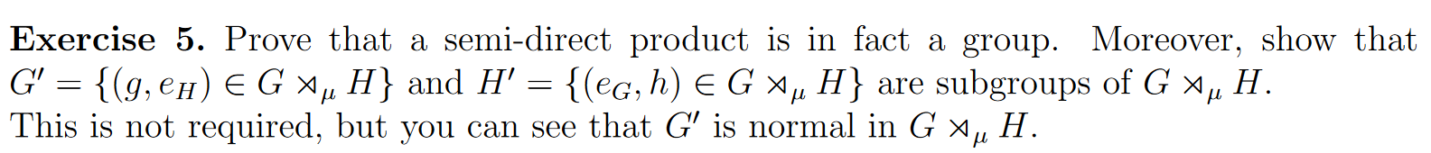 Solved Exercise 5. Prove that a semi-direct product is in | Chegg.com