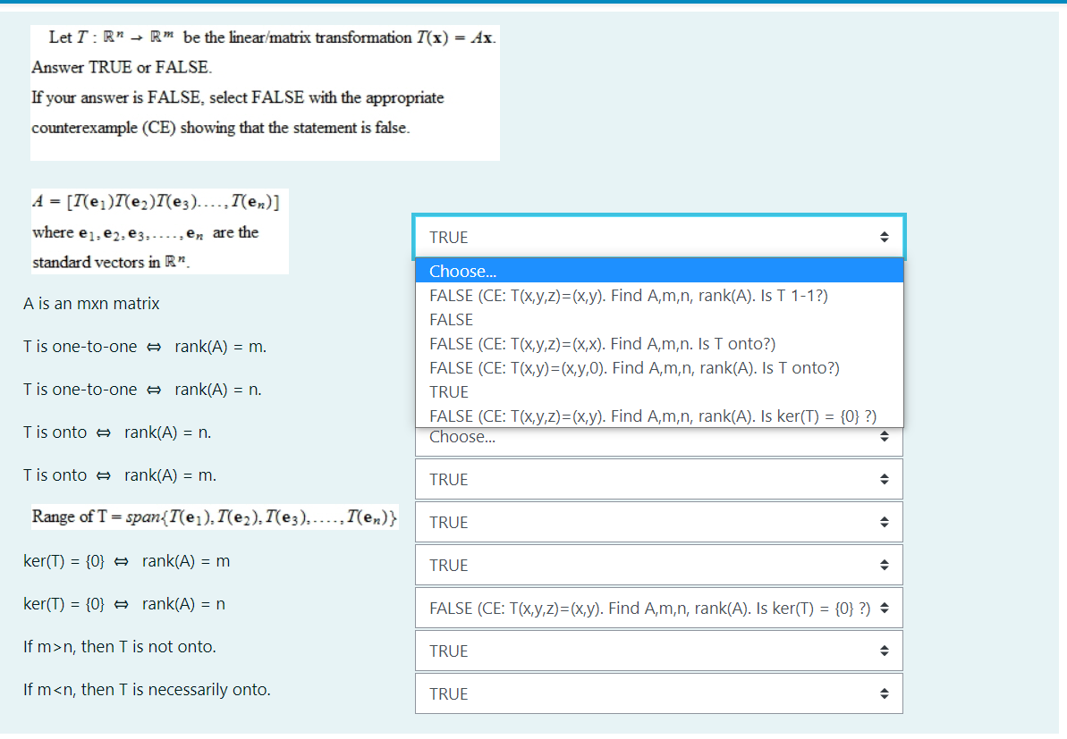 Solved Let T:R" - RM be the linear/matrix transformation | Chegg.com