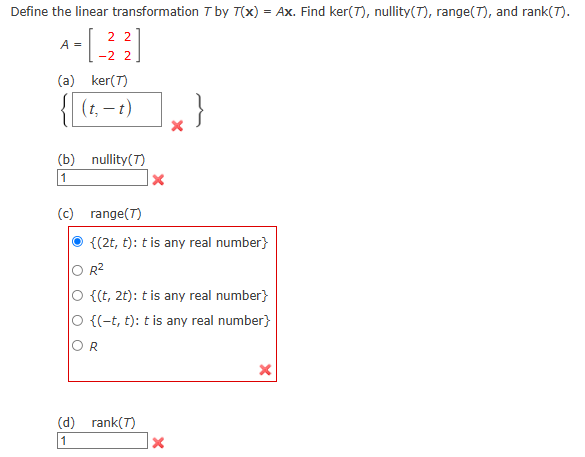 Solved by an EXPERT Define the linear transformation T by T(x)=Ax. ﻿Find | Chegg.com