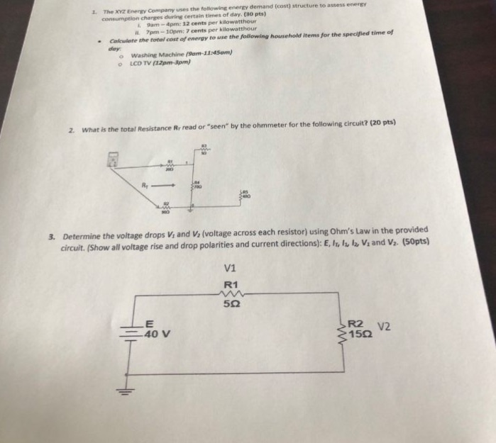 Solved 1. The XYZ Energy Company uses the following energy | Chegg.com