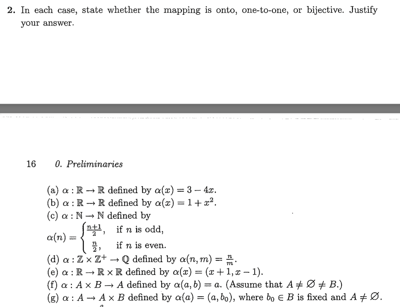 2. In each case, state whether the mapping is onto, | Chegg.com