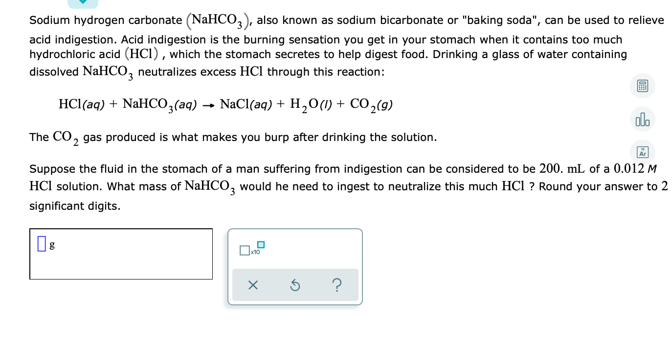 Solved Sodium hydrogen carbonate (NaHCO3), also known as | Chegg.com