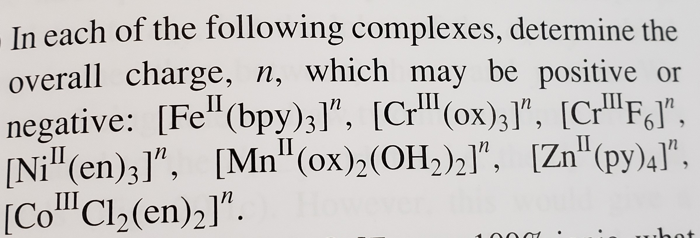 Solved . In each of the following complexes, determine the | Chegg.com