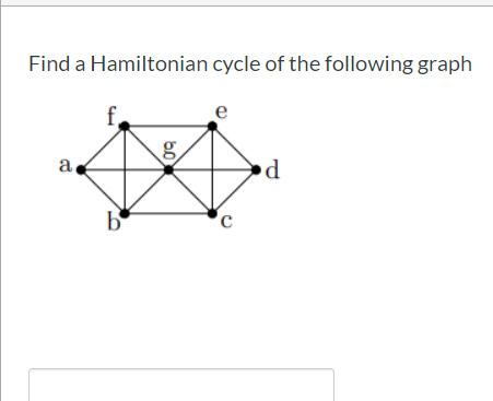 Solved Find a Hamiltonian cycle of the following graph f e | Chegg.com