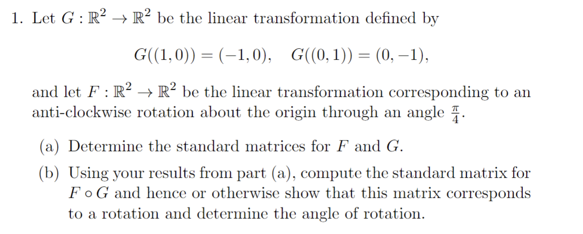 Solved Let G:R2→R2 ﻿be the linear transformation defined | Chegg.com