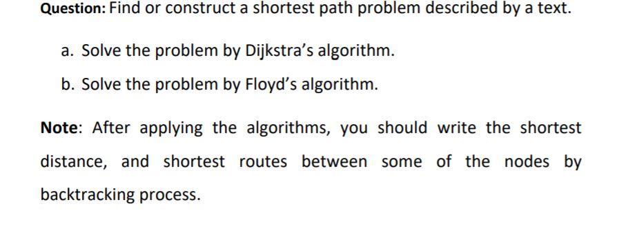 Solved Question: Find or construct a shortest path problem | Chegg.com