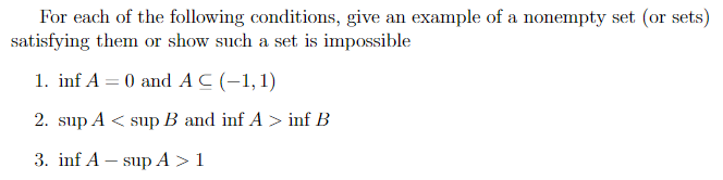 Solved For each of the following conditions, give an example | Chegg.com