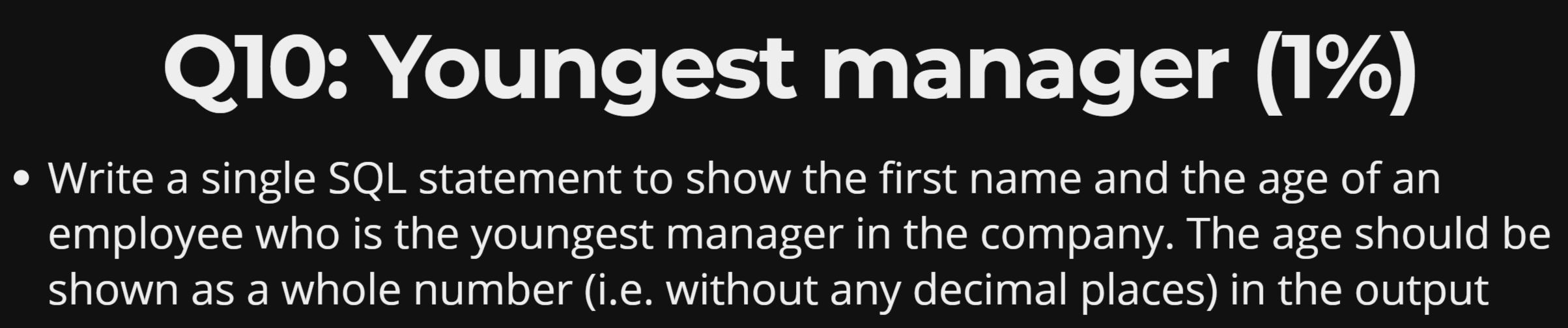 Solved Write a single SQL statement to show the first name | Chegg.com