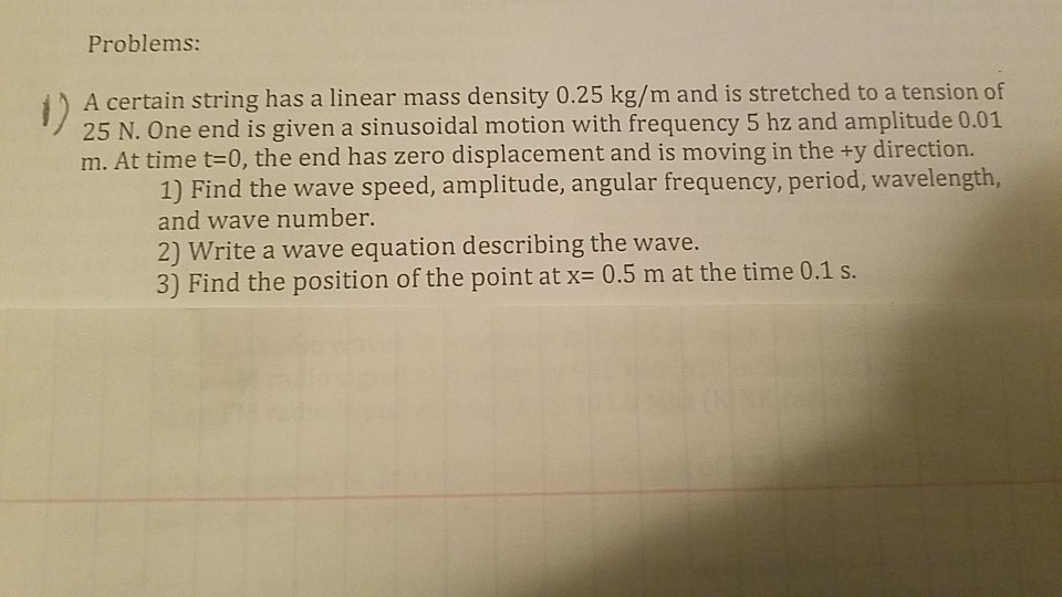 Solved Problems: A certain string has a linear mass density | Chegg.com