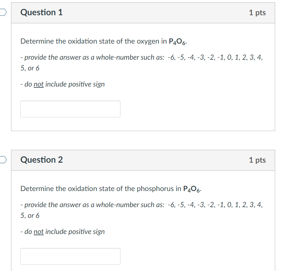 Solved Question 1Determine the oxidation state of the oxygen | Chegg.com