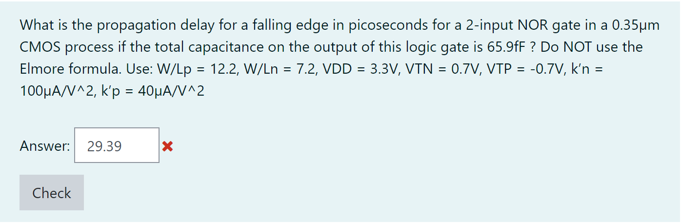 Solved What is the propagation delay for a falling edge in | Chegg.com