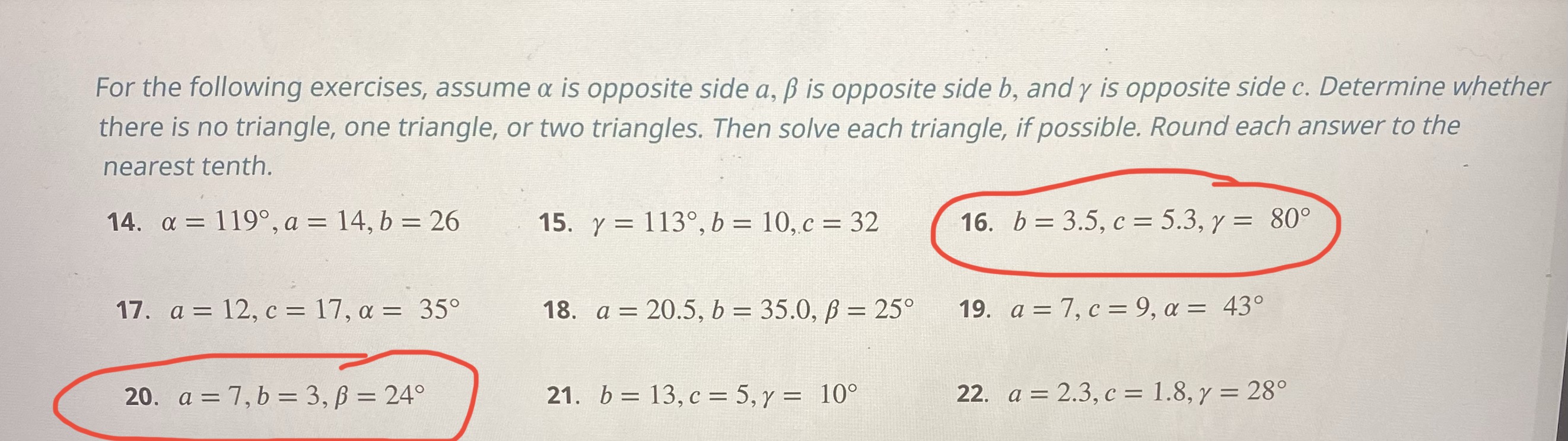 Solved For the following exercises, assume α is opposite | Chegg.com