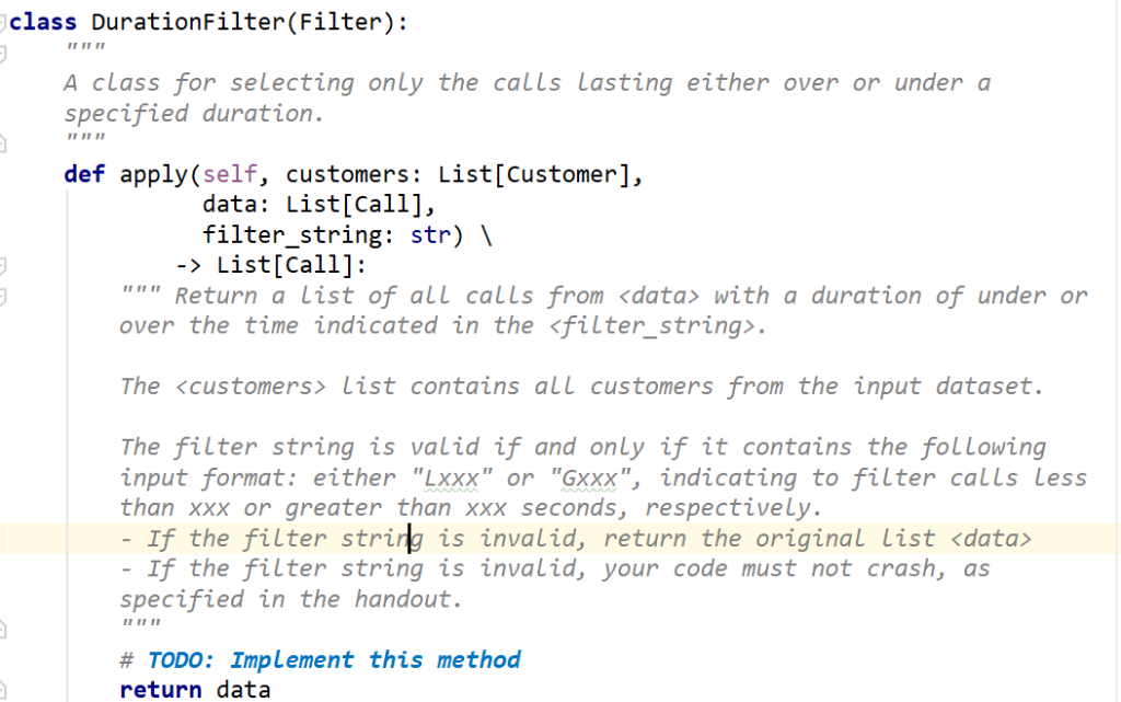 Solved class DurationFilter(Filter): A class for selecting | Chegg.com