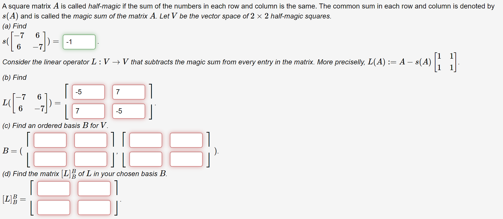 Solved A square matrix A is called half-magic if the sum of | Chegg.com