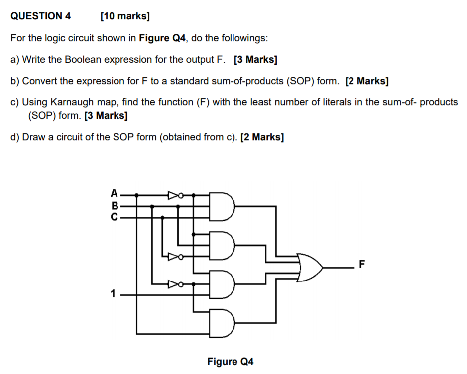 Solved QUESTION 4 [10 marks] For the logic circuit shown in | Chegg.com