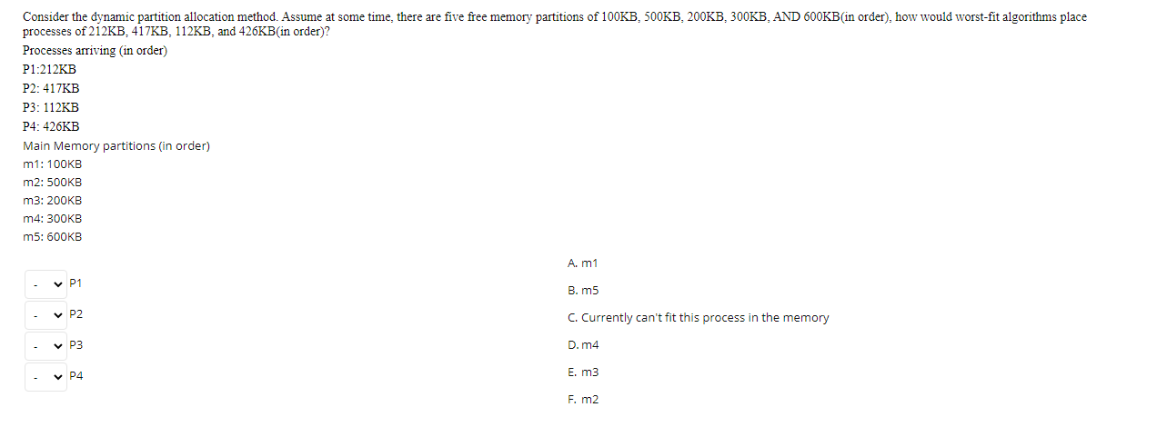 Solved Consider the dynamic partition allocation method. | Chegg.com