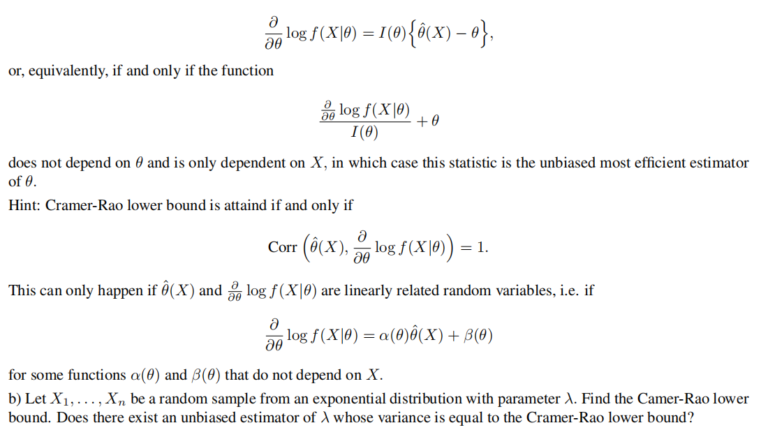 a) Under the regularity conditions in the Cramer-Rao | Chegg.com