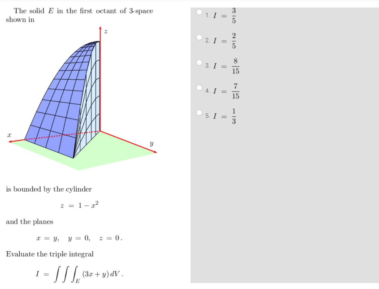 Solved The solid E in the first octant of 3-space shown in | Chegg.com