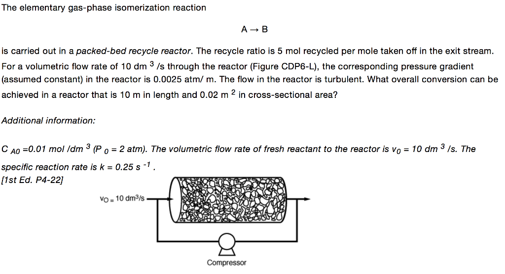 The elementary gas-phase isomerization reaction A → B | Chegg.com