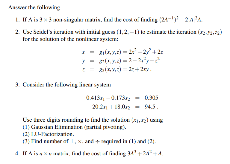 Solved nswer the following 1. If A is 3×3 non-singular | Chegg.com