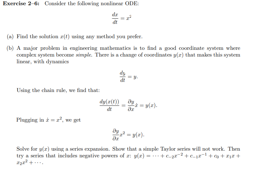 Solved Exercise 2 6 Consider The Following Nonlinear Ode