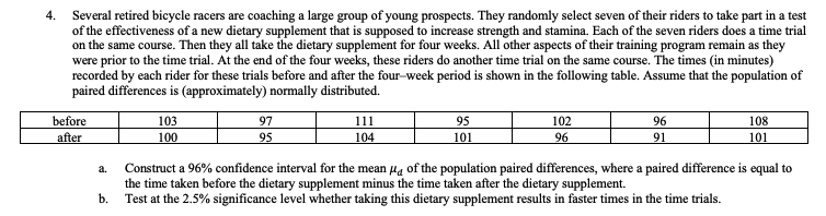 Solved 4. Several retired bicycle racers are coaching a | Chegg.com